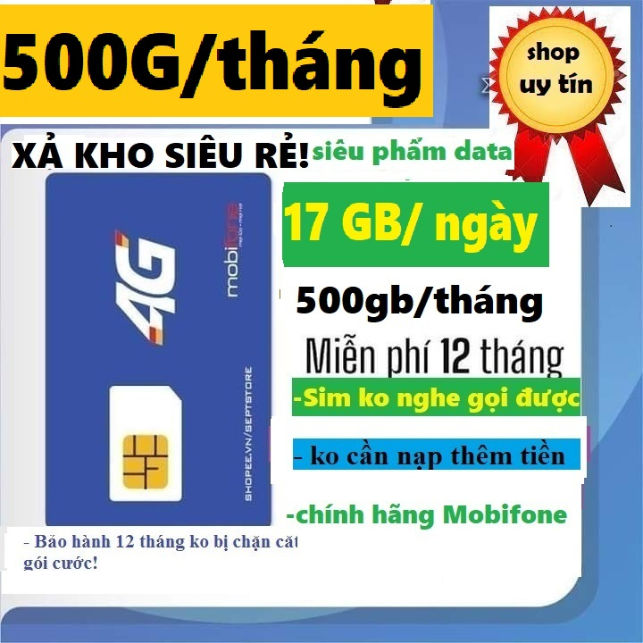 [Sim mạng Rẻ]Sim 4G Mobifone 12MDT150/6MDT150 ,500G/tháng, MIỄN PHÍ 6/12 THÁNG- Chính hãng ...