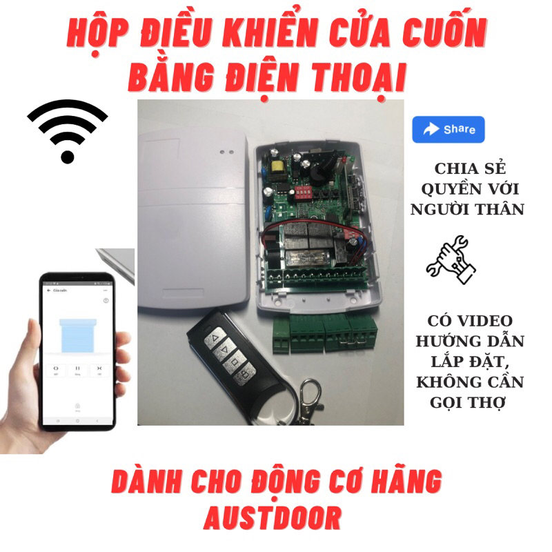 Hộp điều khiển cửa cuốn bằng điện thoại dành cho motor cửa AUSTDOOR qua ...