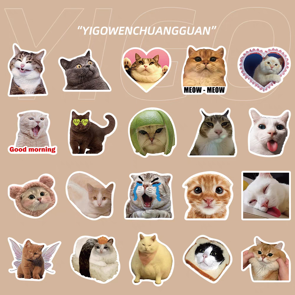 Sticker meme mèo dễ thương Cắt Sẵn Hình Dán Trang Trí Mũ Bảo Hiểm ...