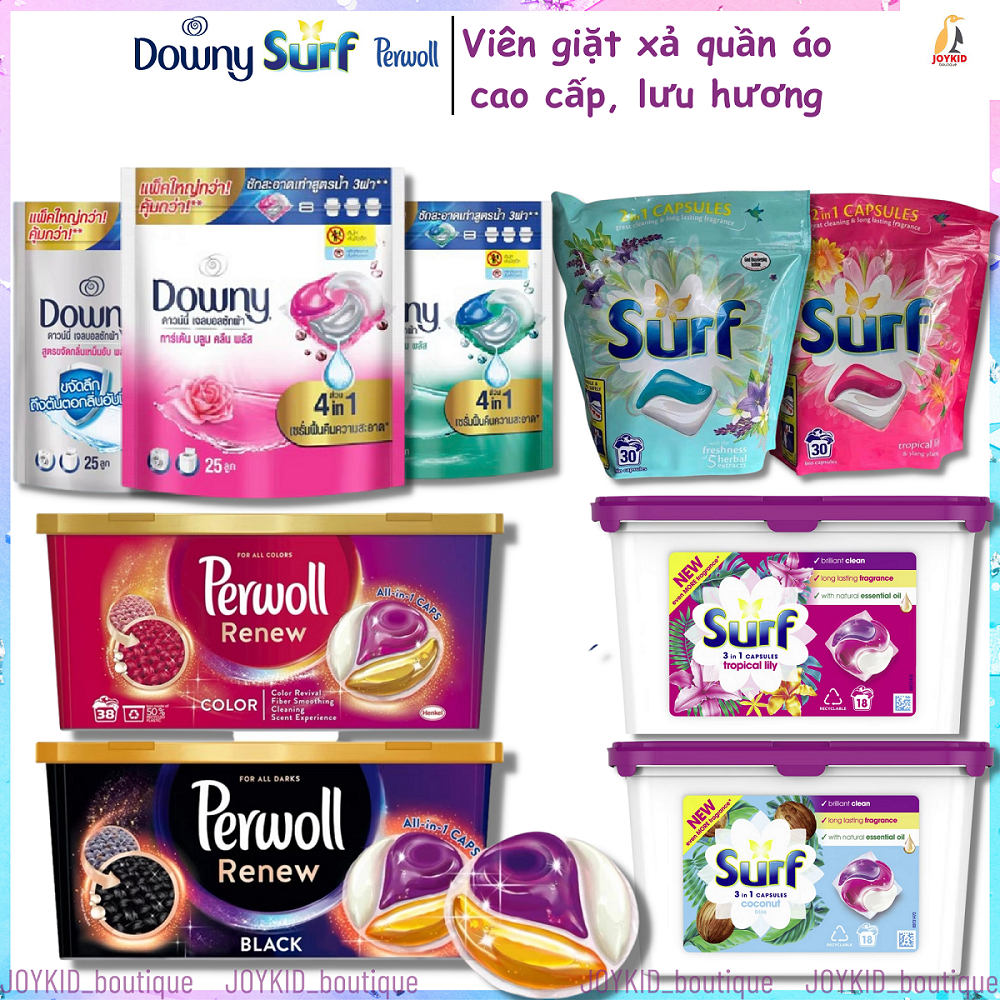Viên giặt xả quần áo Downy/Surf/Perwoll lưu hương 4 trong 1 nhập khẩu ...