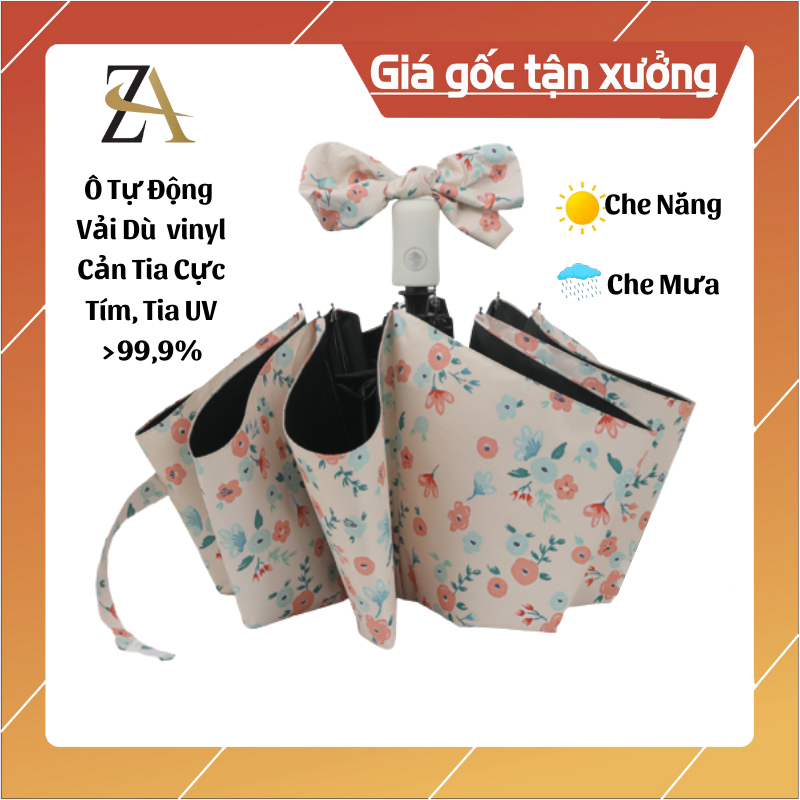 Ô che mưa, dù che nắng HOA CHUÔNG, Ô TỰ ĐỘNG gấp gọn 2 chiều, chồng tia ...
