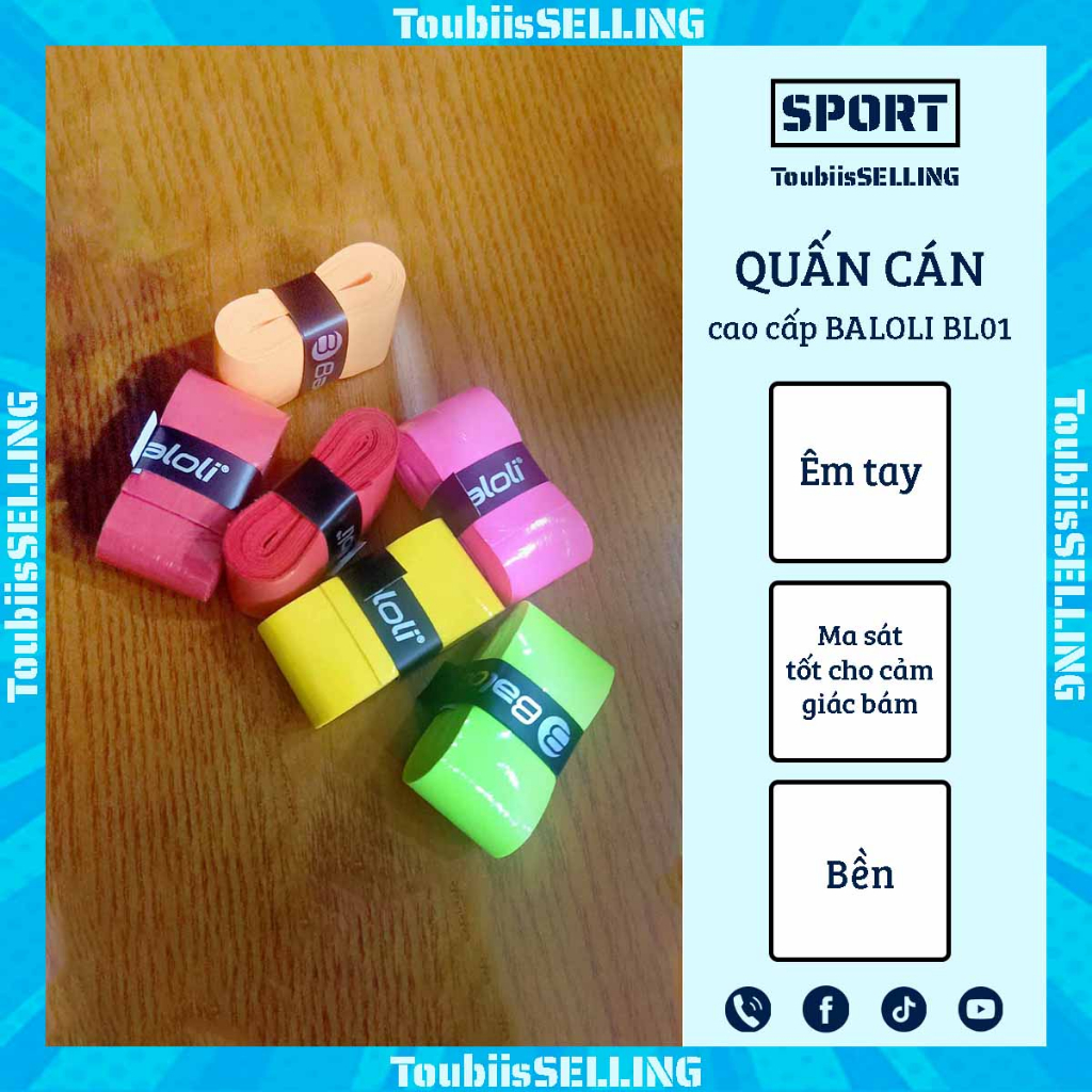 Quấn cán vợt cầu lông BALOLI BL01 chính hãng - quấn cán ma sát, êm tay ...