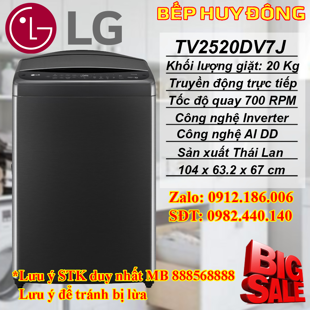Máy giặt LG AI DD Inverter 20 kg TV2520DV7J | Shopee Việt Nam