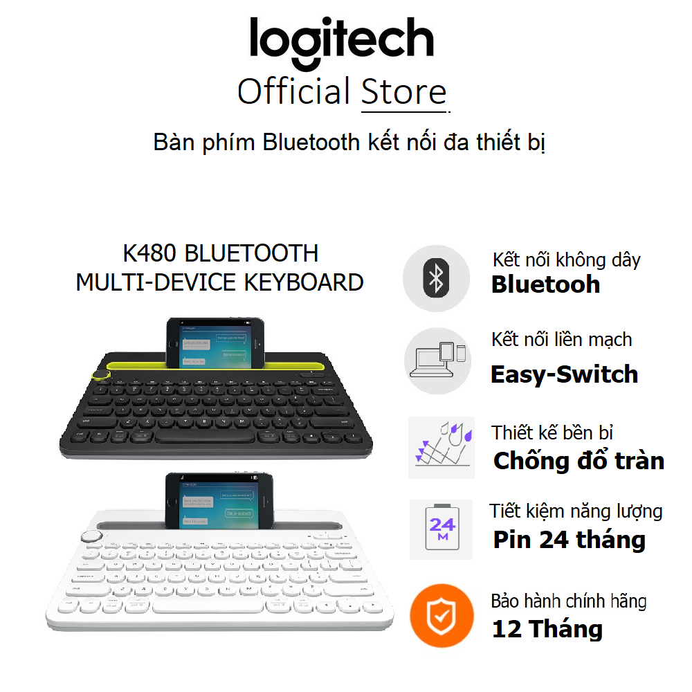Bàn phím Logitech K480 không dây bluetooth - Kết nối 3 thiết bị, Mac/ PC/ Laptop/Tablet | Shopee ...
