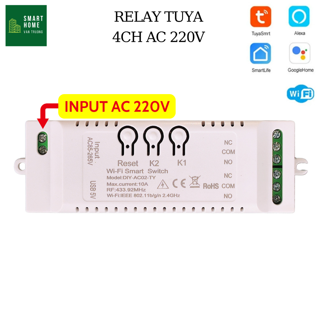 Module 1CH 2CH 4CH Smartlife, Tuya, Zigbee Input 7V -32V output NO COM ...