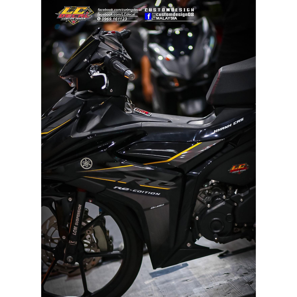 tem rời exciter 155 vàng đen mẫu rc cover đẹp , tem 3 lớp bền màu ...