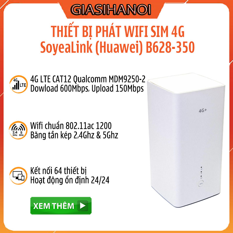 Bộ Phát Wifi 3G/4G Cao Cấp SoyeaLink (Huawei) B628-350- Tốc độ 4G LTE ...