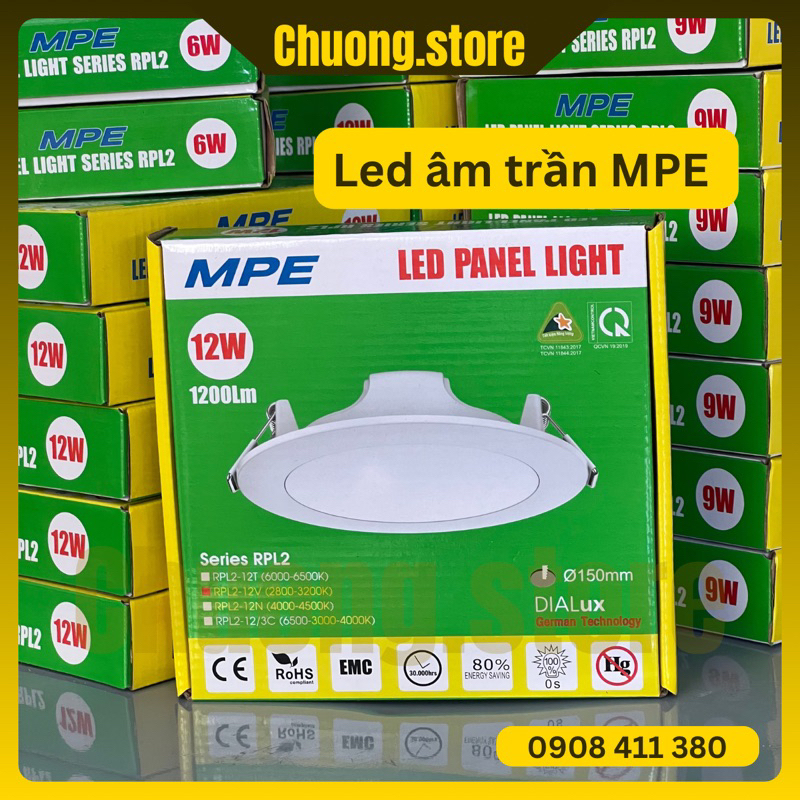 Đèn LED âm trần panel MPE seri RPL2 6W 9W 12W | Shopee Việt Nam