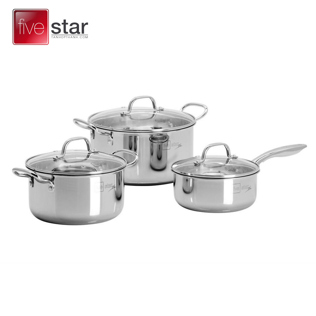 Bộ nồi inox 304 FIVESTAR PLUS 3 lớp đúc liền khối FPB3002 gồm nồi 24cm/20cm và quánh 18cm - Bảo ...