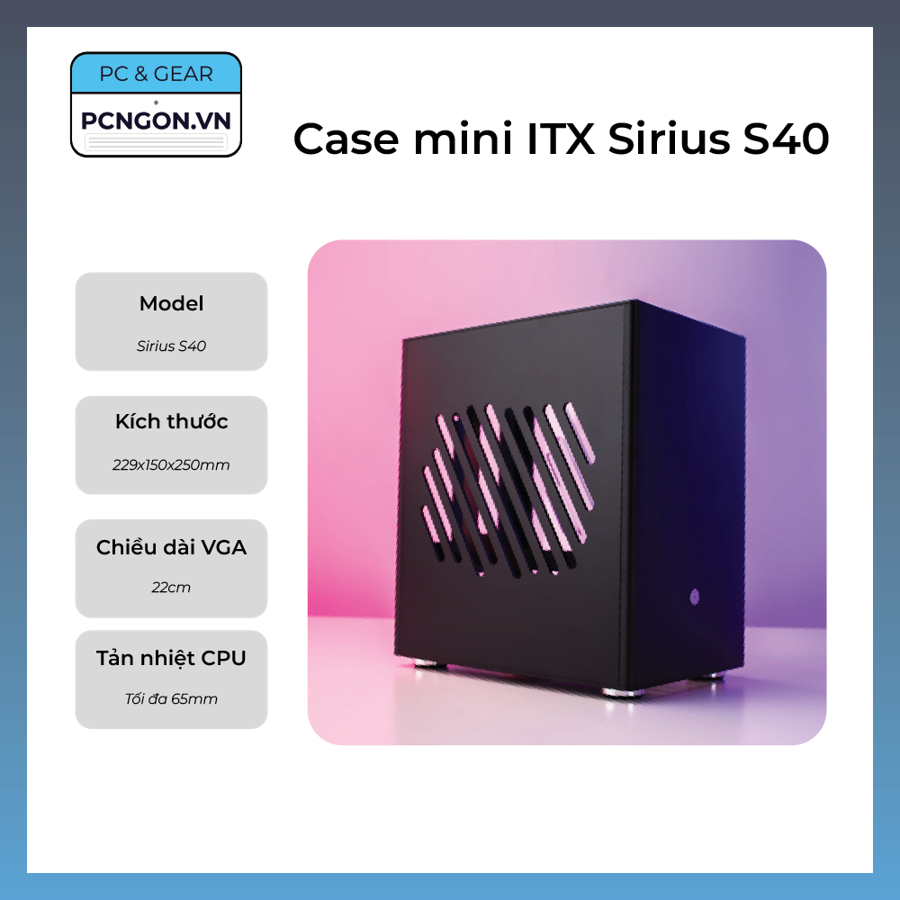 [PCNGON] Vỏ case máy tính mini ITX Sirius S40 – Đen | Shopee Việt Nam