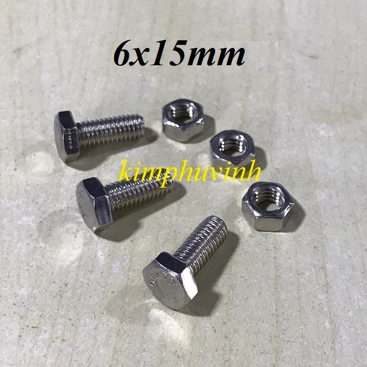20 BỘ - M6x15mm BULONG INOX - BULON INOX 6li - ỐC INOX 6li | Shopee ...