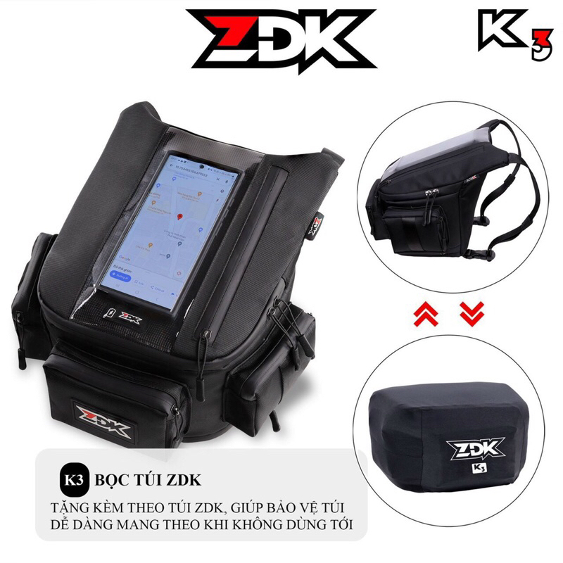Túi để gắn treo ghi đông cổ đầu xe máy loại to lớn ZDK K3 cao cấp xịn tốt chính hãng giá rẻ xem ...