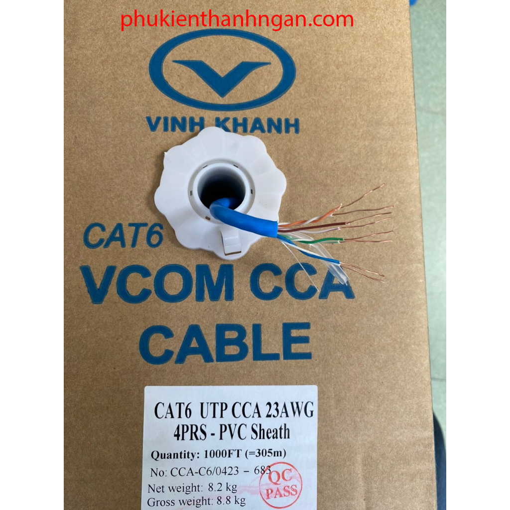 Cáp LAN CAT6E CCA UTP 23AWG 4PRS Solid - Xanh (305m) | Shopee Việt Nam