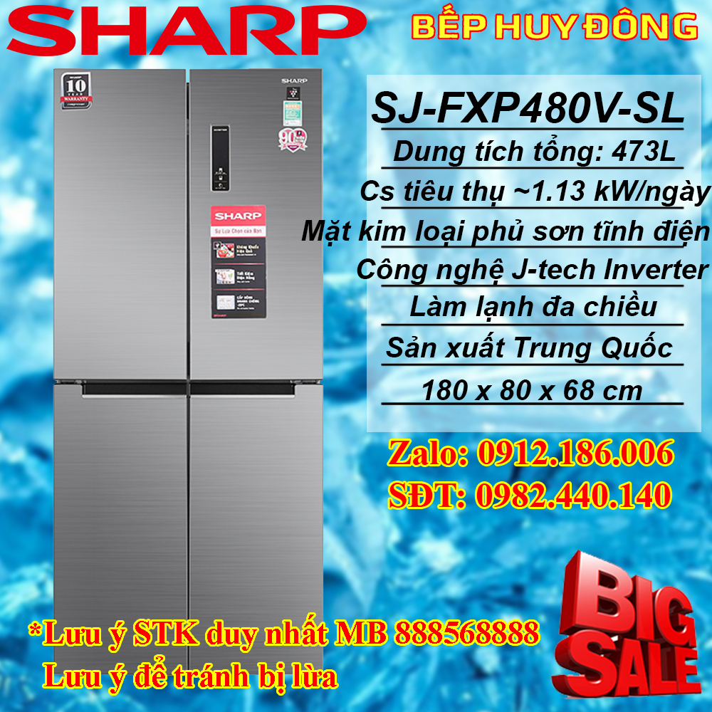 Tủ lạnh Sharp Inverter 401 lít Multi Door SJ-FXP480V-SL | Shopee Việt Nam