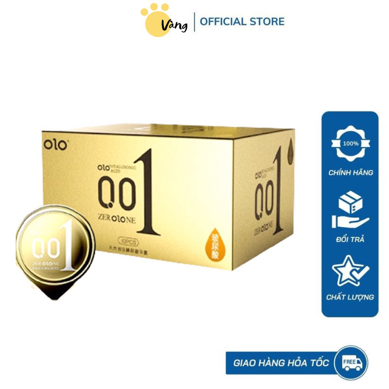 Bao cao su OLO 001 Vàng Gold, bcs 0.01 siêu mỏng hạt gai nổi kéo dài ...