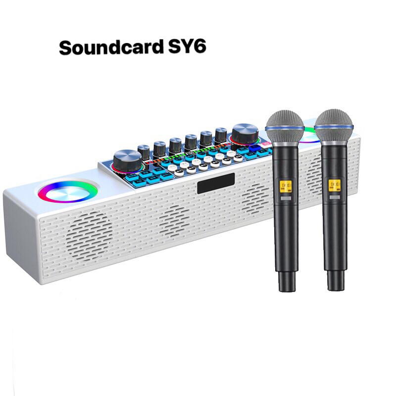 Loa bluetooth SY6 AUDIO live Stream Kèm 2 micro karaoke không dây ...