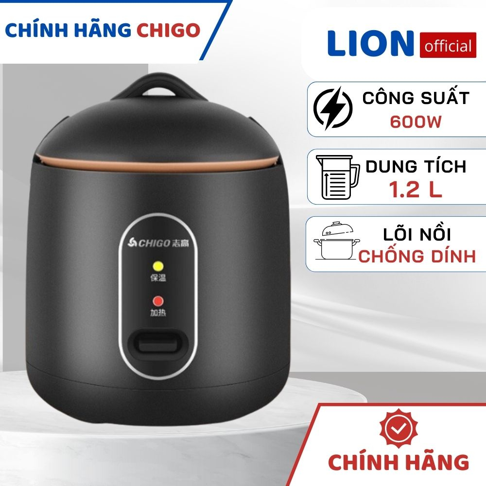 Nồi Cơm Điện Mini CHIGO Hàng CHÍNH HÃNG, Nồi Chống Dính Đa Năng Dung Tích 1.2L Nấu Cháo, Hầm ...