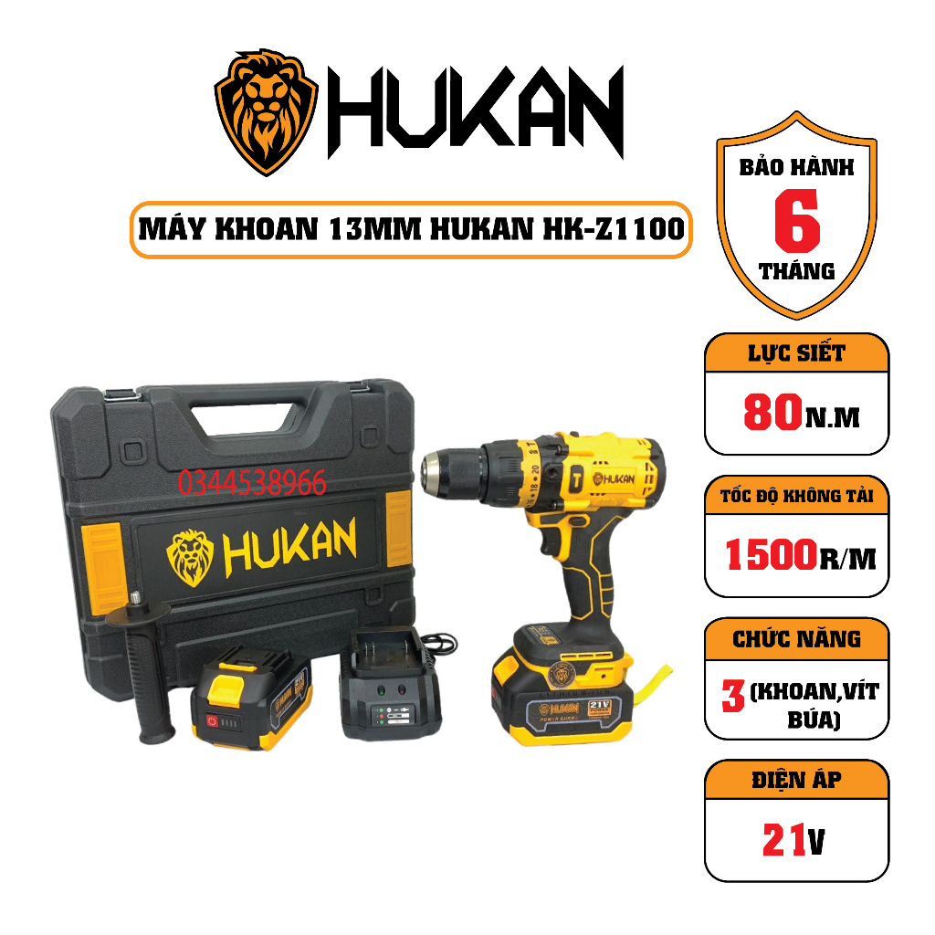 Máy Khoan Pin HUKAN HK-Z1100 Lực Siết 80N.m Động Cơ Không Thổi Than Pin ...