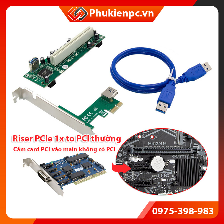 Card Chuyển đổi Pci E 1x Sang Pci Chipset Asm1083 Lắp đặt Card Pci Vào