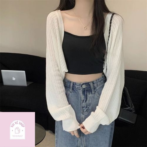 Áo Khoác Len Cardigan, Áo Len Cardigan Lưới Xương Cá Phom Ngắn Dáng ...