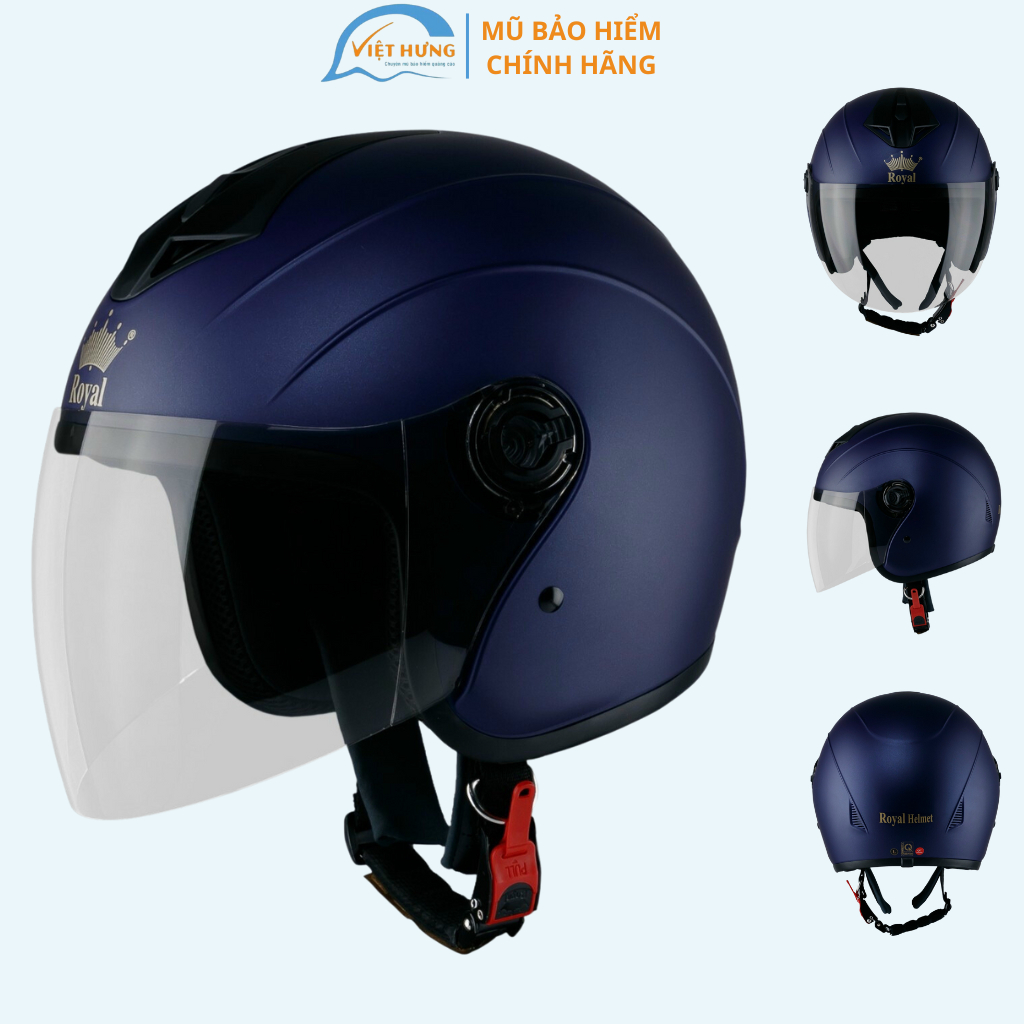 Mũ bảo hiểm trùm đầu kính chống lóa cao cấp – Royal M269 Xanh than nhám ...