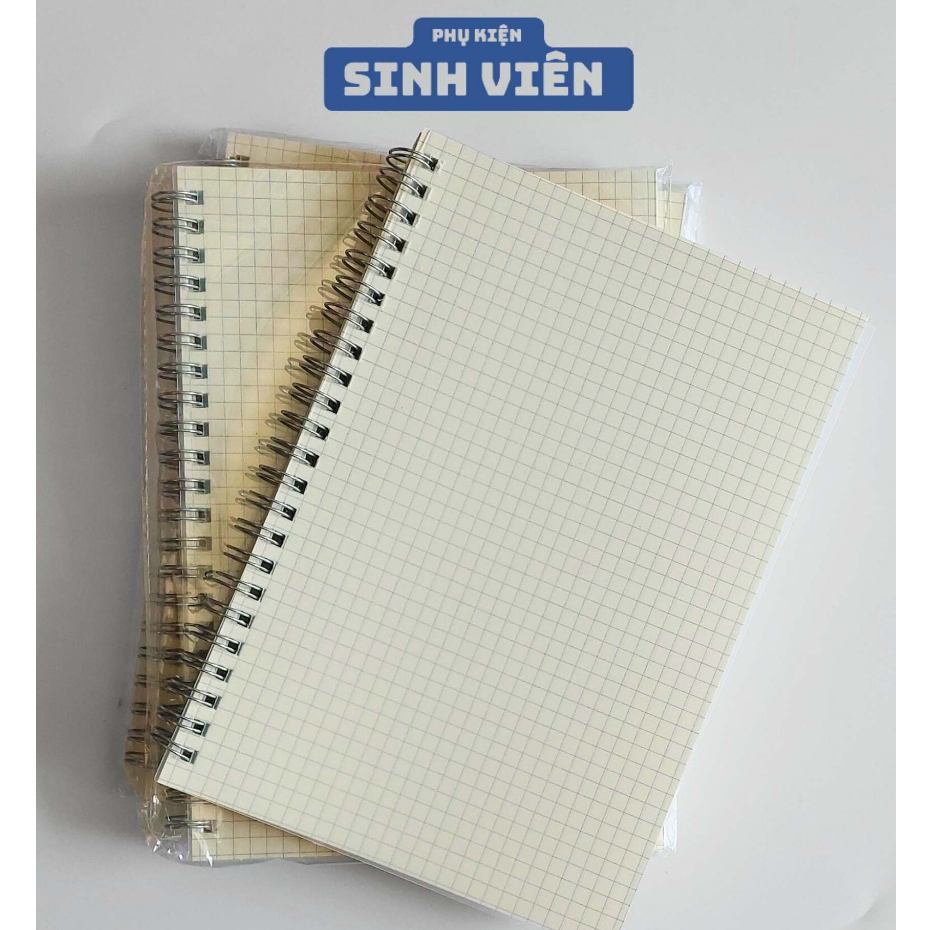 Sổ còng lò xo A6 A5 A4 B5 bìa trong suốt làm sổ tay, sổ ghi chép, take ...