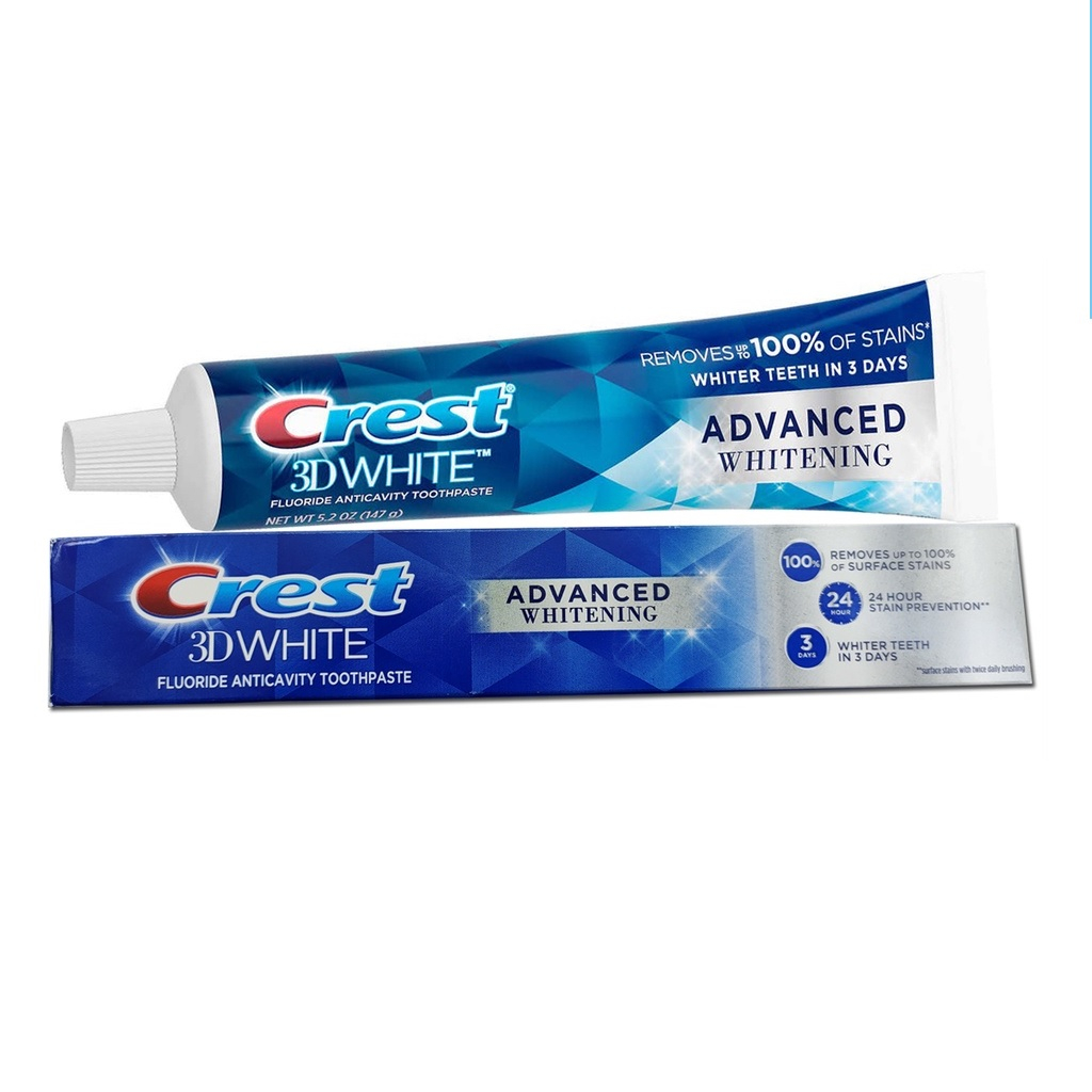 Kem đánh răng trắng răng nhanh Crest 3D White Advanced Whiteing và Vivid Mint Ultra (Tuýp 147g ...