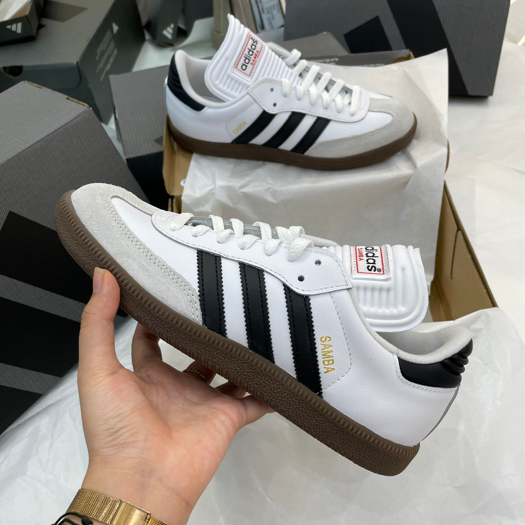 [CHÍNH HÃNG] Giày ADIDAS SAMBA CLASSIC - WHITE BLACK - * ĐẾ NÂU ...