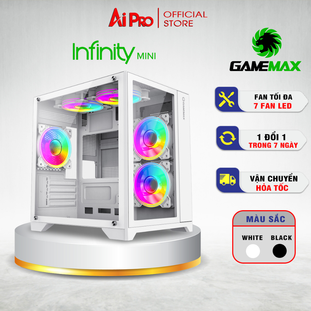 Vỏ Case Máy Tính Bể Cá Gamemax Infinity Mini - (Không fan)- 2 Màu Black ...