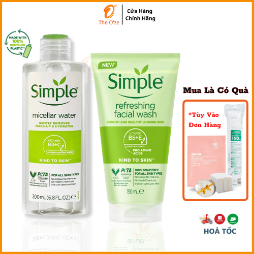 Combo Làm Sạch Từ Simple - Nước Tẩy trang 200ml + Sữa rửa mặt 150ml ...