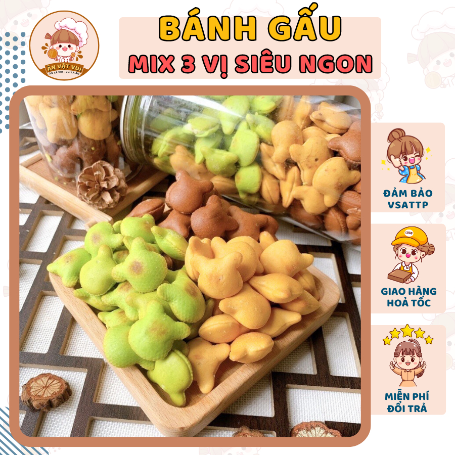 Bánh gấu nhân kem mix vị 300g/500g/1kg Thiên Hồng | Shopee Việt Nam