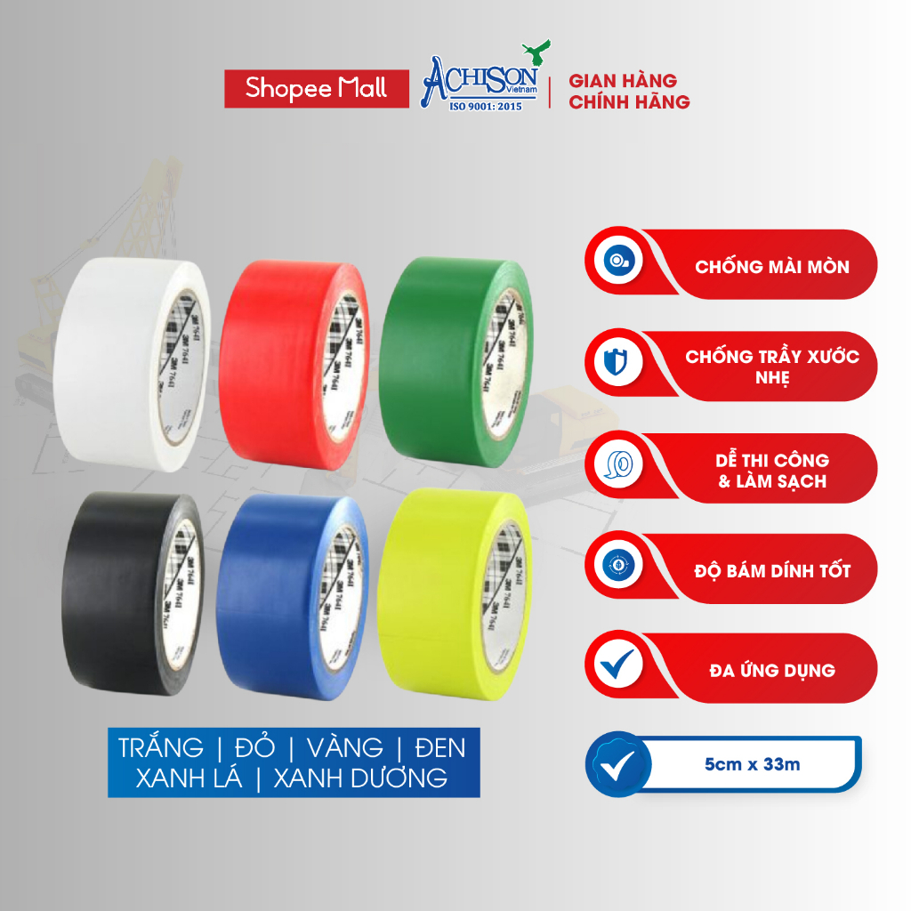 Băng Keo Dán Sàn 3M 764 (5cm x 33m) Đa Năng & Nhiều Màu, Dẻo Dai - Độ ...