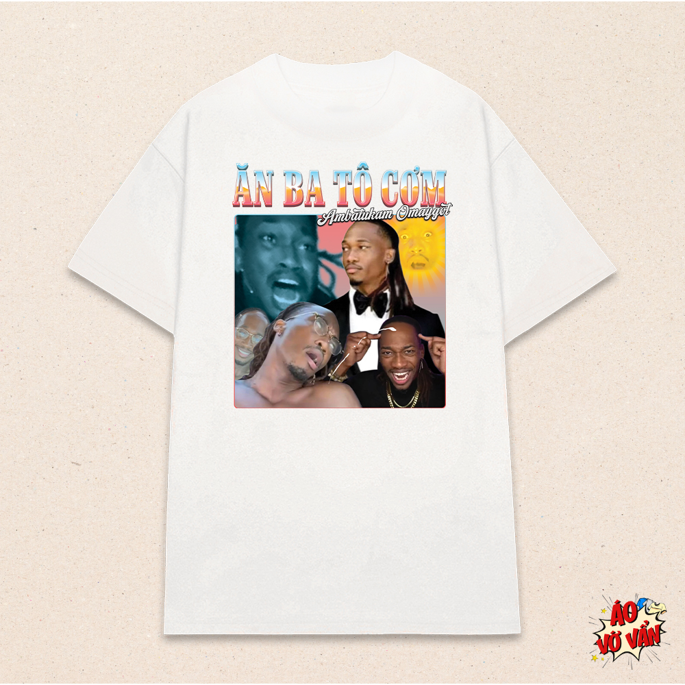 Áo Vớ Vẩn Ăn ba tô cơm, Áo Thun Oversize Anh Ba Meme Hài Hước, Cotton ...