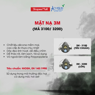 Mặt nạ phòng độc, chống bụi 3M 3100/3200 + Phin lọc 3301K-100 + Tấm lọc ...
