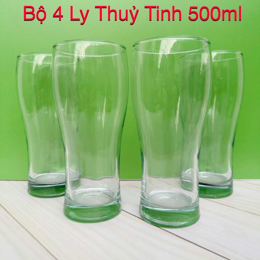 4 Ly Bia Thuỷ Tinh CROWN 500ML - Kích thước LY Cao 18cm -Rộng miệng 7 ...