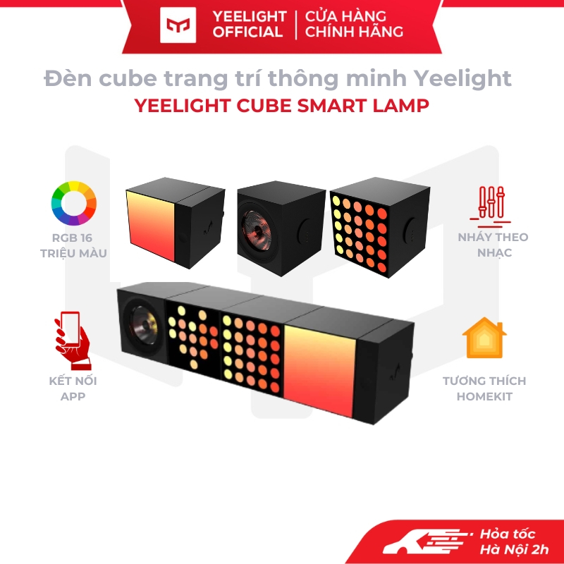 Đèn Yeelight CUBE SMART LAMP 16 triệu màu 3 kiểu đèn khối lập phương, tương thích Homekit ...