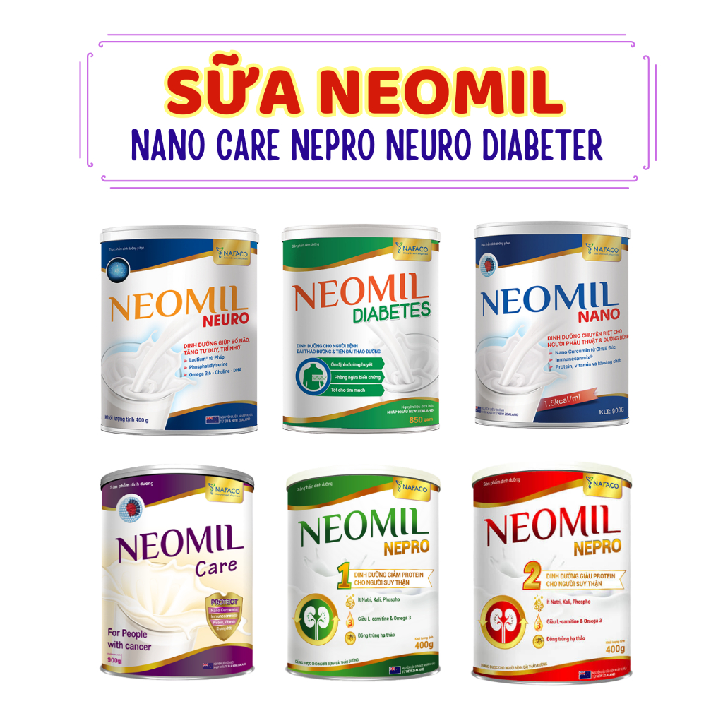Combo 2 Lon Sữa Neomil Care Nano Neuro Diabetes Nepro 1 2 400g 900g Cho ...