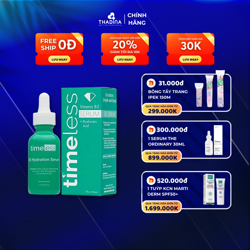 Tinh Chất Vitamin B5 Timeless Vitamin B5 Cấp Nước, Phục Hồi Da Hyaluronic Acid 30ml - Thadina ...