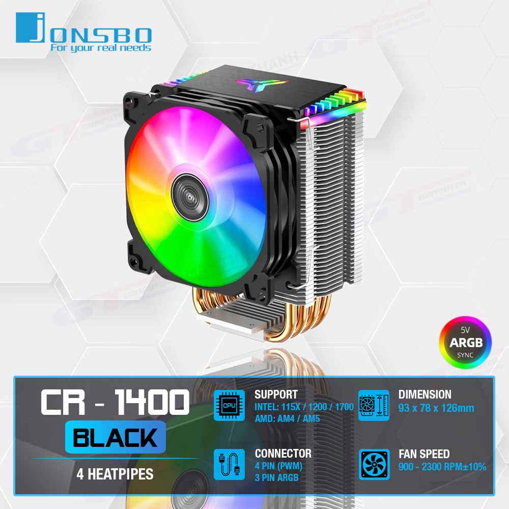 Tản Nhiệt CPU Jonsbo CR1400 Black LED RGB Hỗ Trợ Intel LGA 1700/1200 ...
