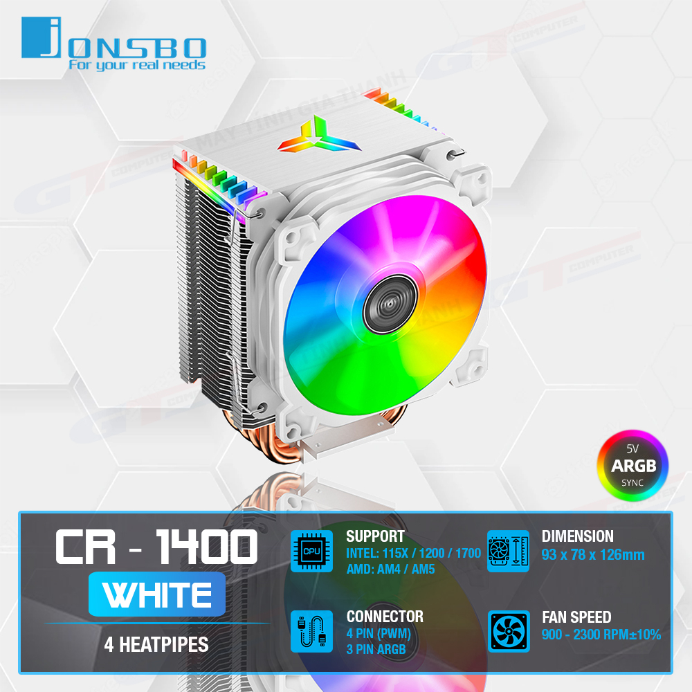 Tản Nhiệt CPU Jonsbo CR1400 White LED RGB Hỗ Trợ Intel LGA 1700/1200 ...