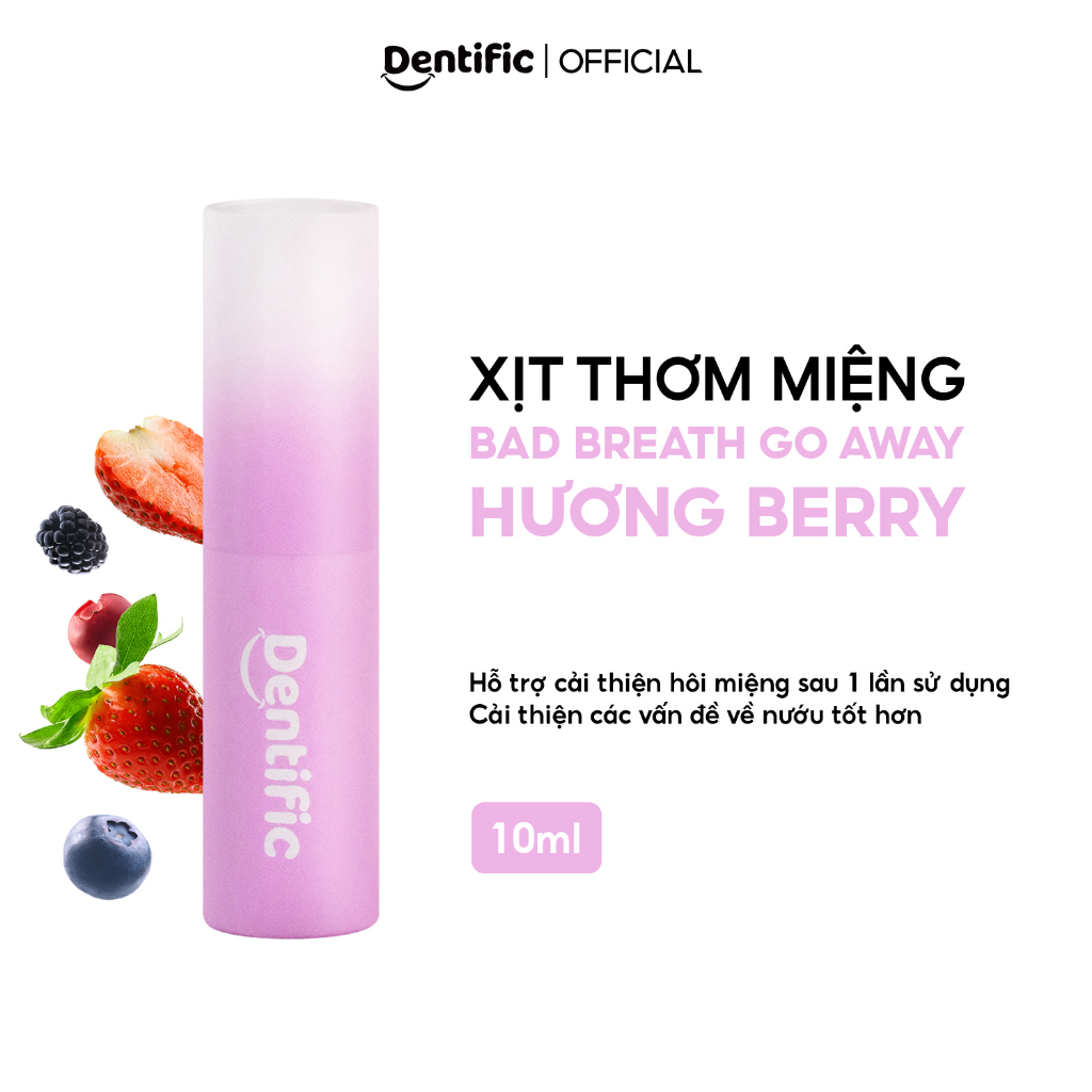 Xịt thơm miệng Dentific hương quả mọng berries Bad Breath Go Away ...