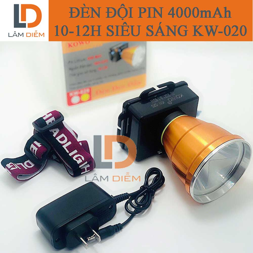 Đèn đội đầu siêu sáng pin 4000mAh 10-12 tiềng KW-020 | Shopee Việt Nam