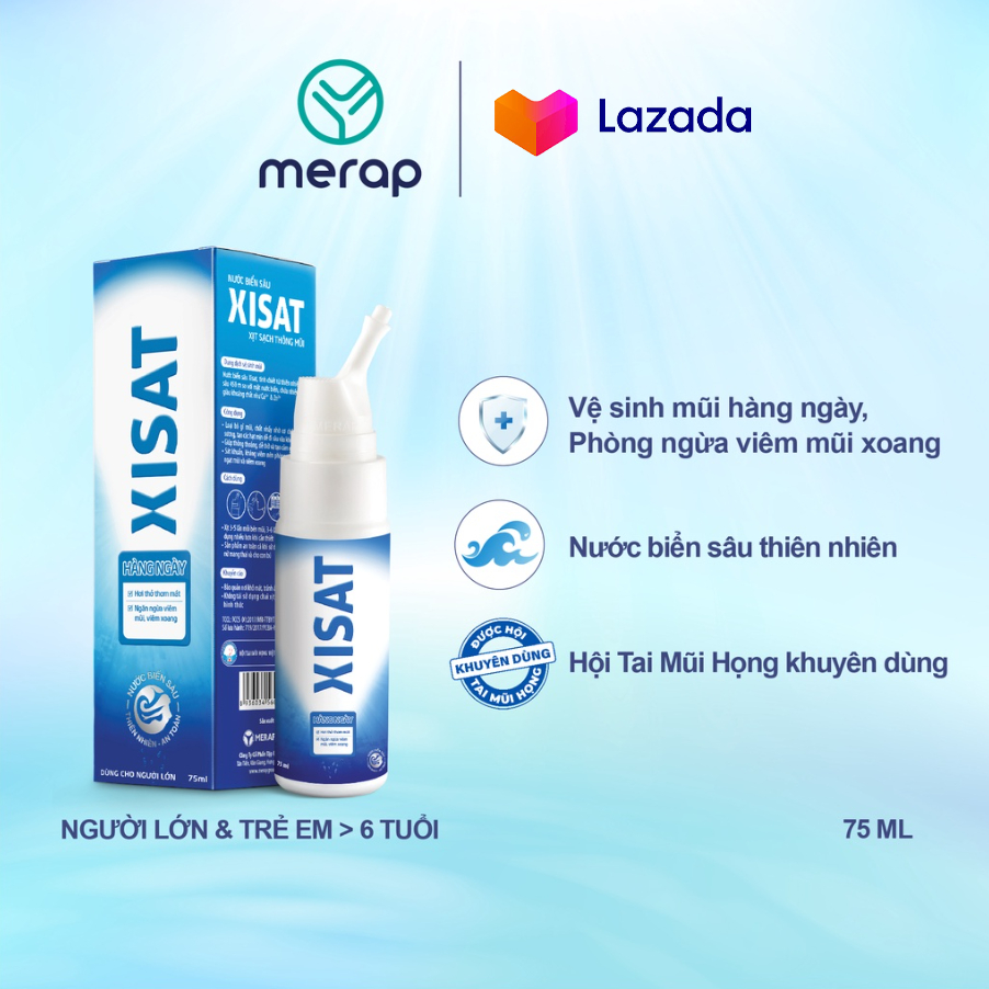 Xịt mũi nước biển sâu XISAT hằng ngày 75ml phòng ngừa sổ mũi, ngạt mũi ...