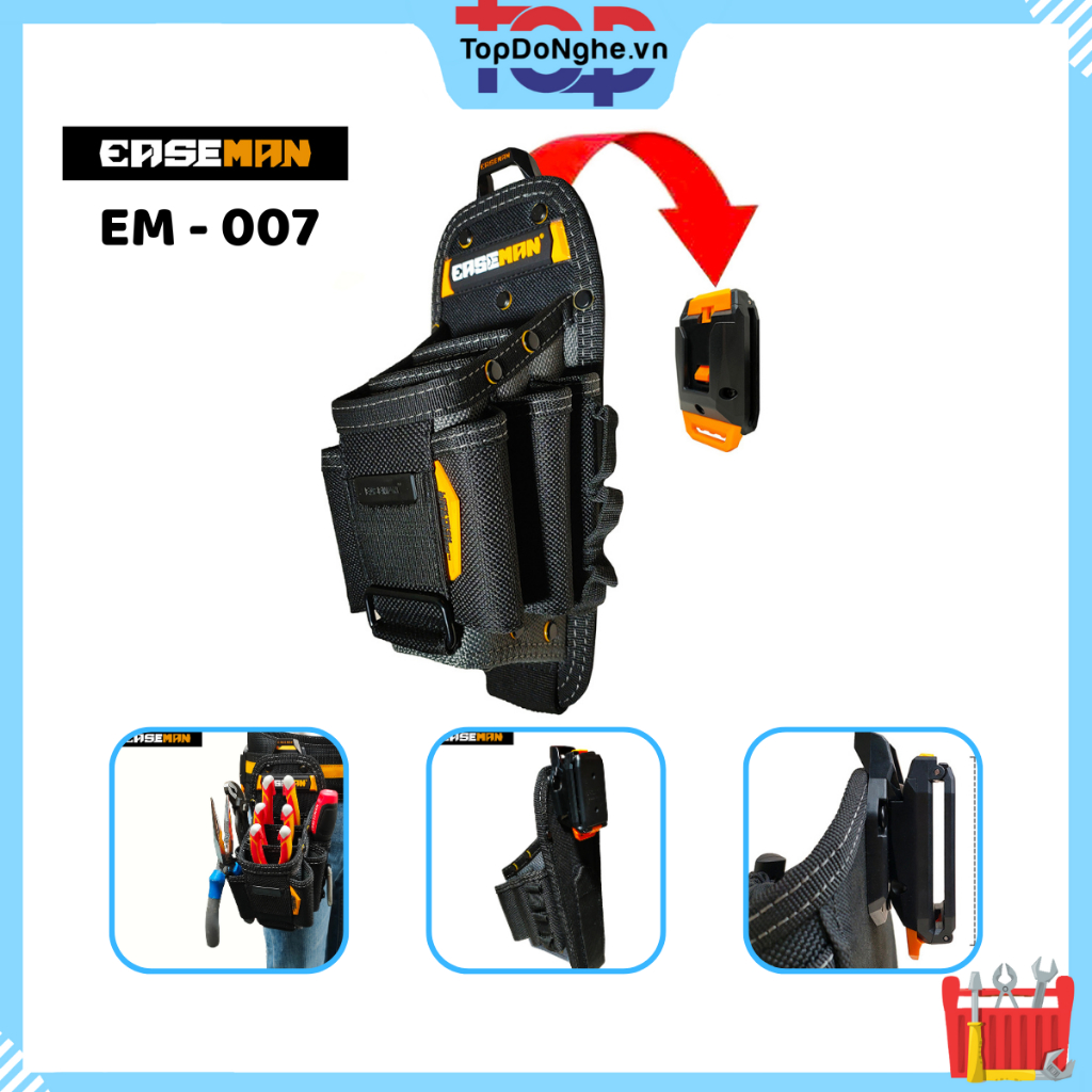 Túi đai đựng đồ nghề đeo bên hong lưng EASEMAN dây đeo đựng dụng cụ ốc vít vật tư sửa chữa điện ...