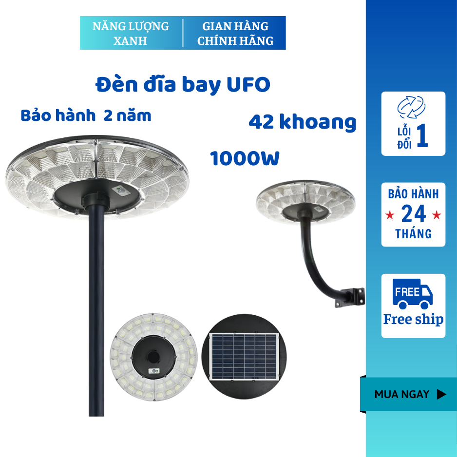 Đèn đĩa bay UFO 42 khoang 1000W, Đèn năng lượng mặt trời sân vườn chống nước - Bảo hành 2 năm ưu ...