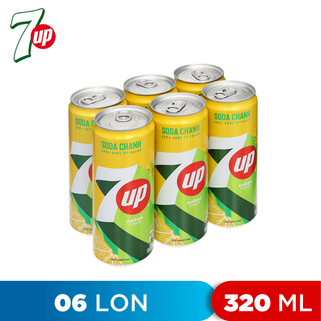 LỐC 6 LON NƯỚC NGỌT SODA CHANH KHÔNG CALO 7UP 320ML | Shopee Việt Nam