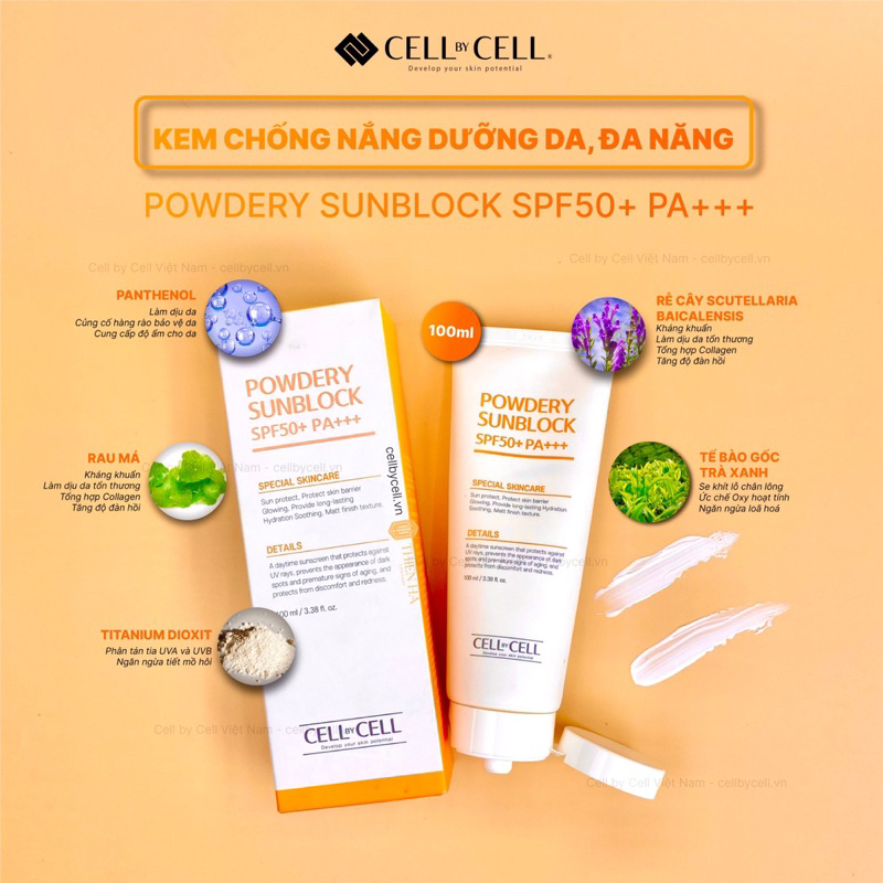 Kem chống nắng powdery sunblock cream Cell by cell Cellbycell | Shopee ...