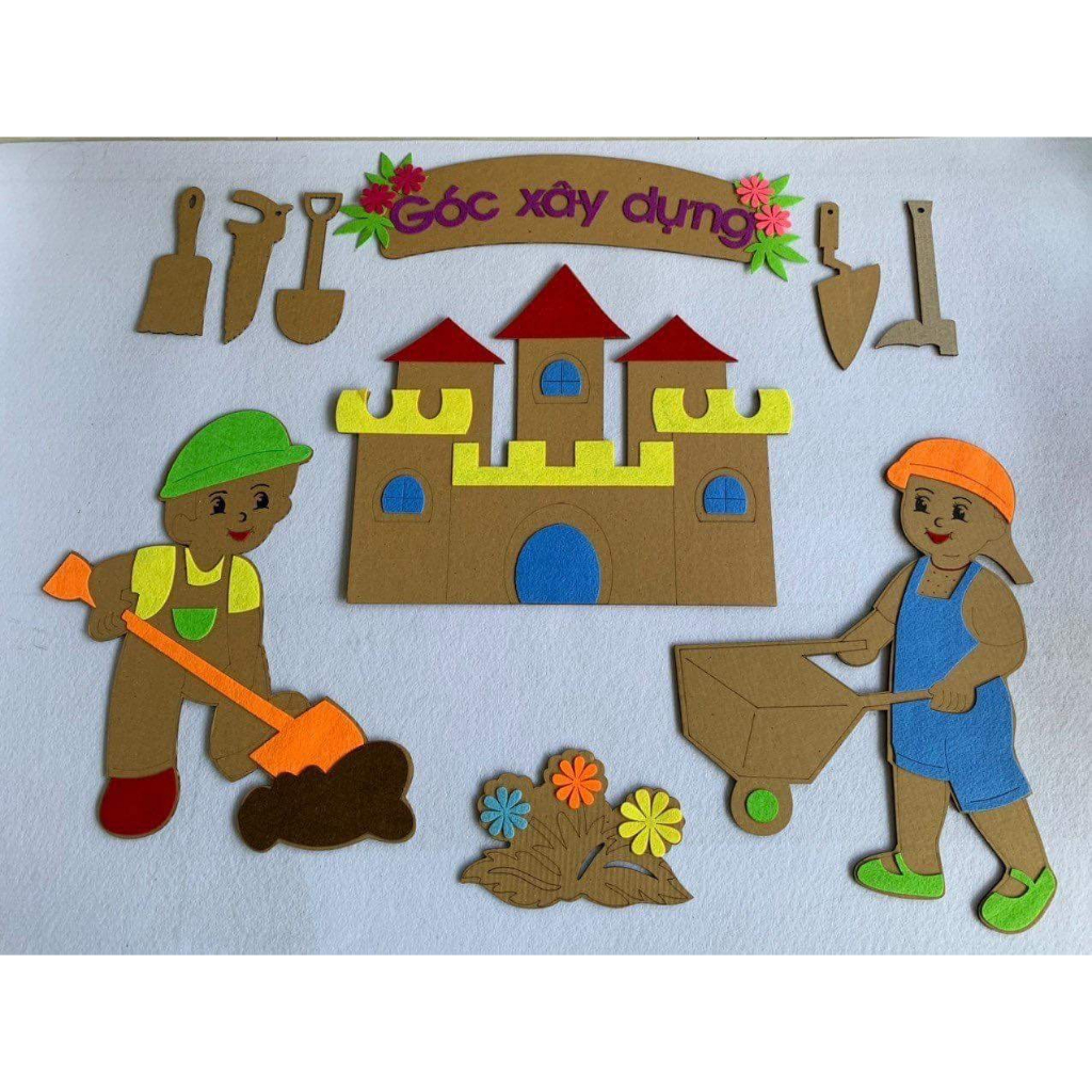 TRANH GÓC STEAM - bìa carton phối nỉ - trang trí mầm non | Shopee Việt Nam