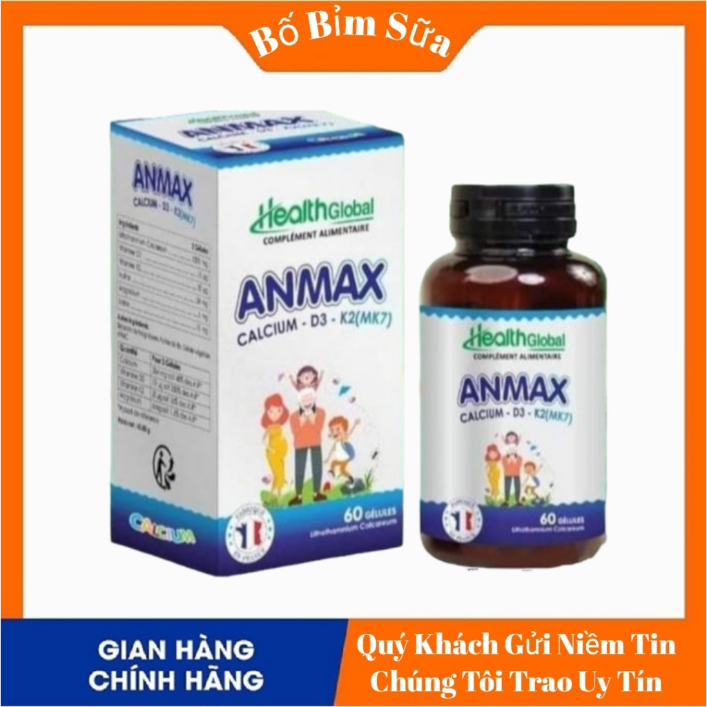 ANMAX 60 Canxi hữu cơ Health Golbal của Pháp - Bổ xung canxi hiệu quả ...