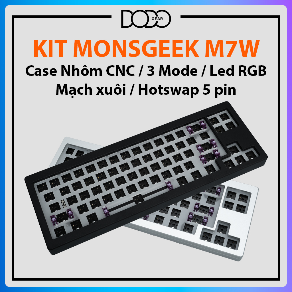 Bộ kit bàn phím cơ MonsGeek M7W 3 mode vỏ nhôm CNC led RGB mạch xuôi hotswap 5 pin MonsGeek M7W ...